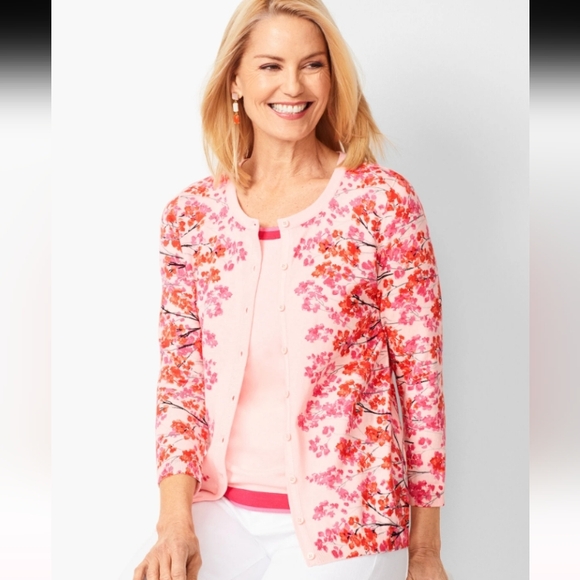 Talbots | Sweaters | Talbots Charming Floral Cardigan Size Medium ...